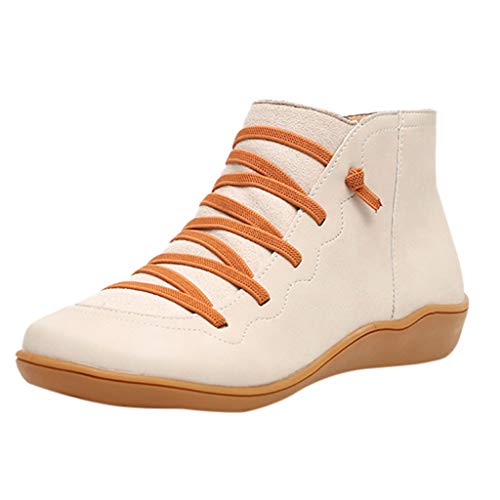 2019 New Arch Support Boots- Women's Leather Damping Shoes Fashion Side Zipper Platform Booties Casual Christmas Shoes