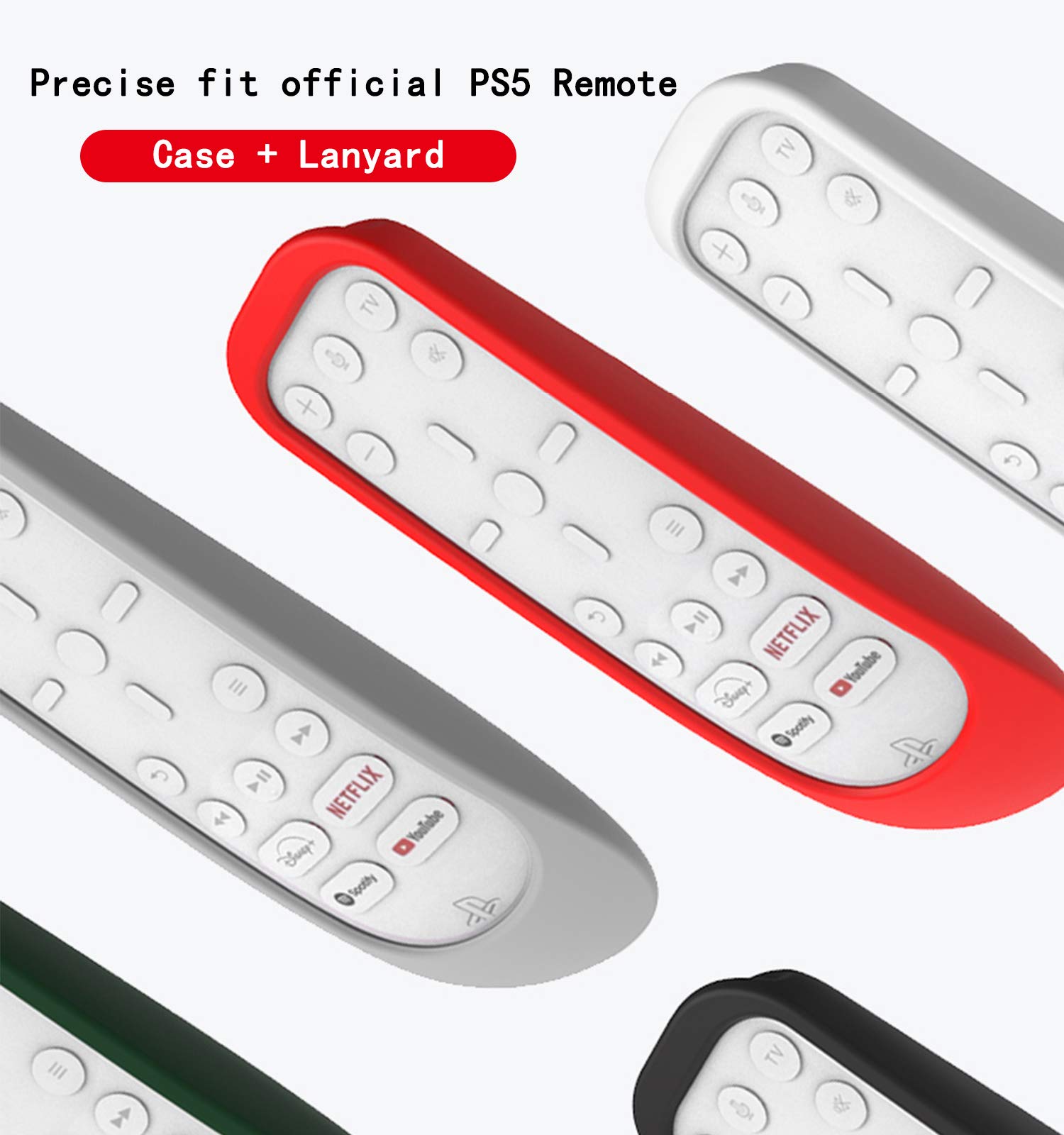 2 Pack PS5 Media Remote Cover, Protective Skin for Sony PlayStation Media Remote with Hand Strap, Shockproof, Anti-Slip, Washable, Skin-Friendly - ZEYA (Black/White)