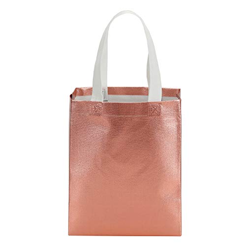 Tosnail 40 Pack 10 x 8 Inch Reusable Grocery Bags Shopping Tote Bag with Handle Present Bag Gift Bag for Weddings, Birthdays, Party, Event - Rose Gold