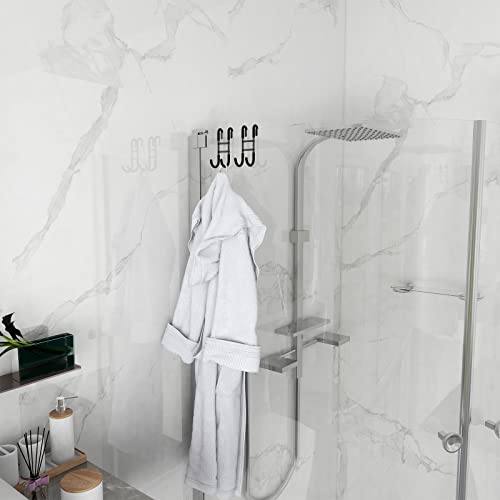 3 Pack Over Shower Door Hooks,Black Towel Hooks for Bathroom Frameless Glass Shower Door and Kitchen,for Bathing Suits,Robe,Towel,Squeegee,Loofah