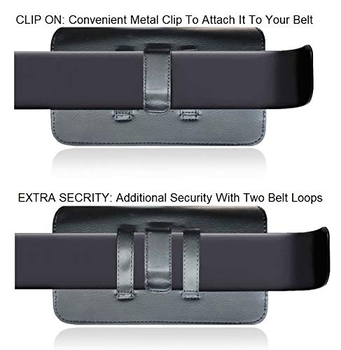AH Premium Men Leather Belt Pouch Phone Holder Cell Phone Loops Belt Holster Bag, Loop Leather iPhone case for Samsung Galaxy S7 iPhone 6 6S 7 8 X iPhone 11 12 Fits Otterbox Carrying Case (Medium)