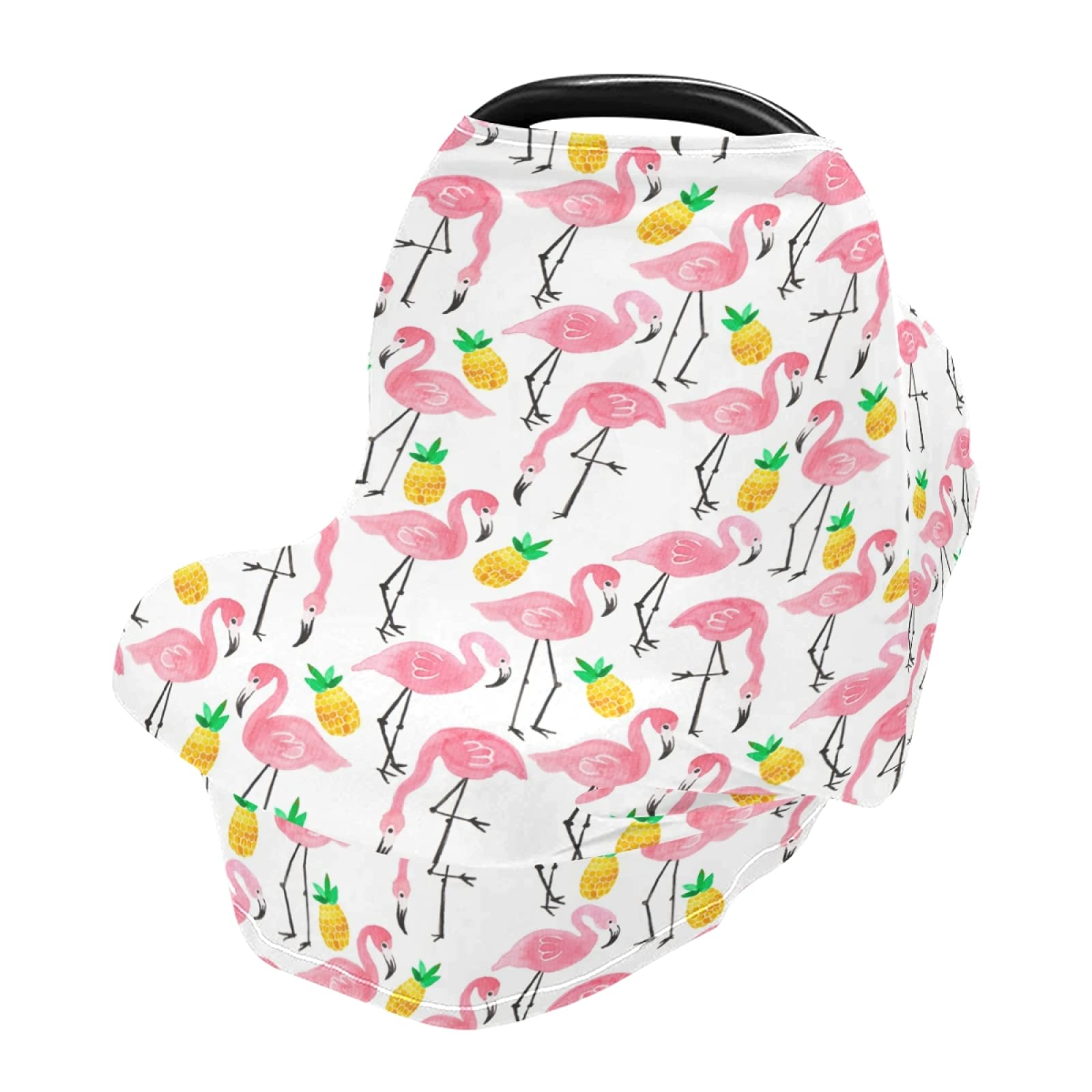 Nursing Cover Breastfeeding Scarf Pink Flamingo Pineapple- Baby Car Seat Covers, Stroller Cover, Carseat Canopy(8ue9a)