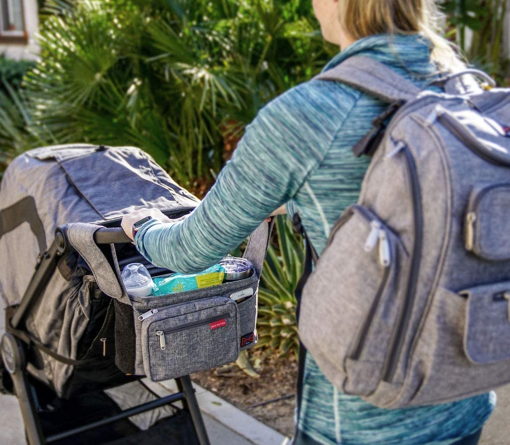 Diaper Bag Backpack and Stroller Organizer Grey Bundle