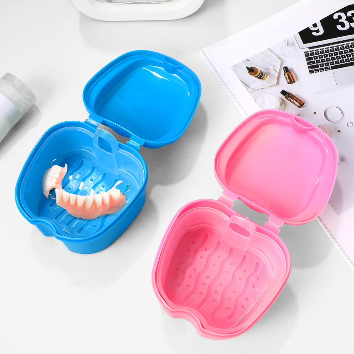 2pcs Tooth Box Case Storage Case False Teeth Holder False Teeth Case Teeth Holder for Dentures Plastic Containers Abs Storage Supplies Travel Portable