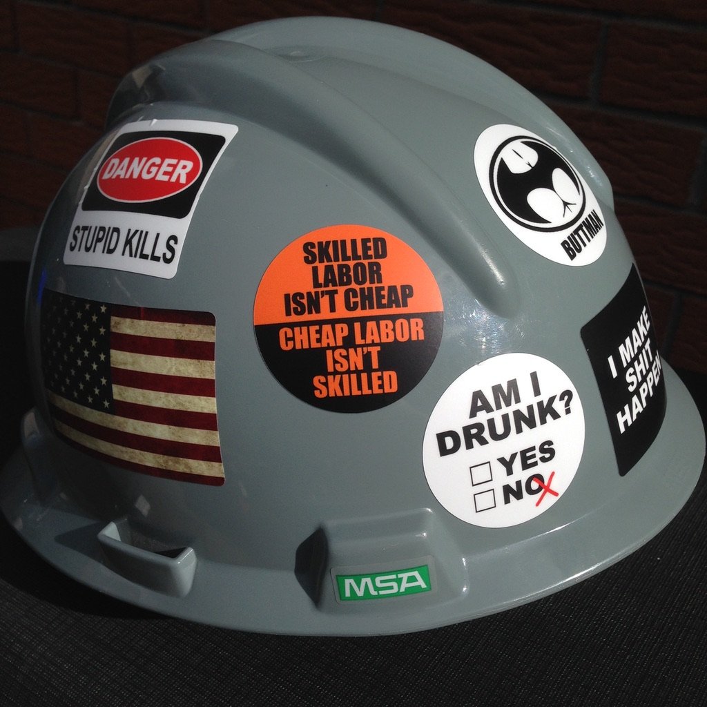 19-Pack Union Hardhat Stickers (19-Pack, Hard Hat)