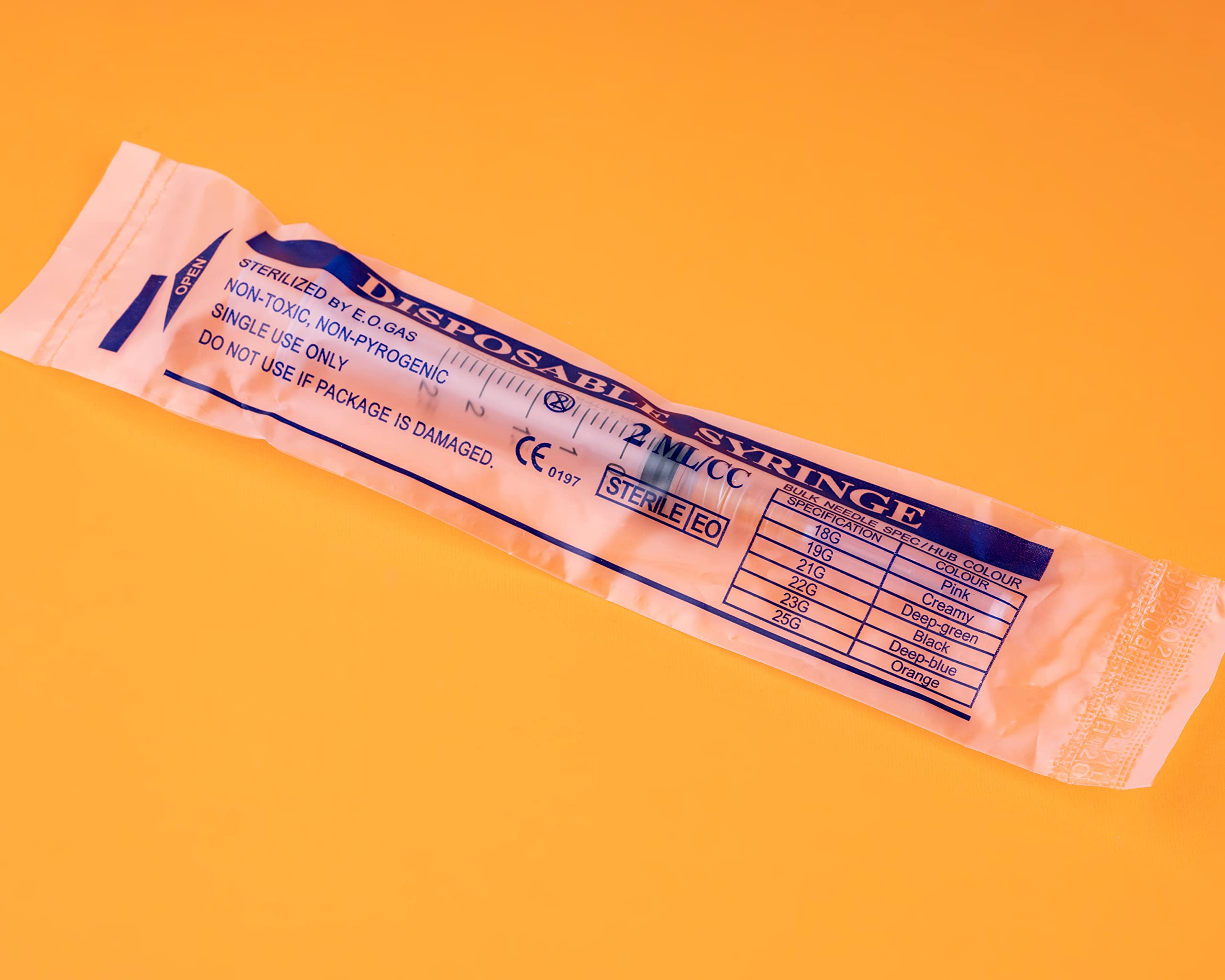 2.5ml/cc Luer Lock Syringe with 25G Needle and Cap - Diameter 0.5mm/0.019Inch-Long 25mm/1Inch (20)