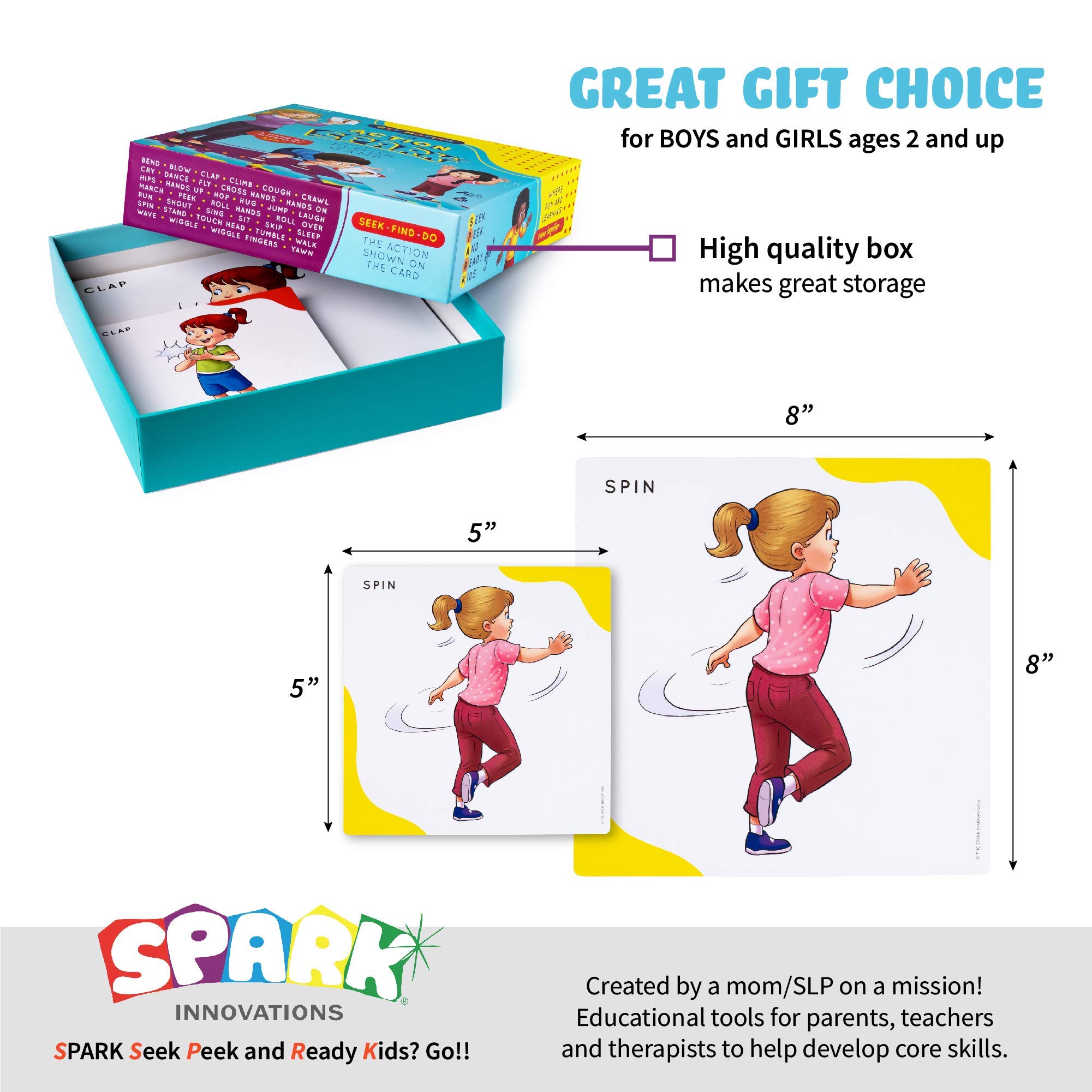 Action Kids Floor Game, Memory Matching Card Game, Toddler Movement Card Games, Interactive Game for Kids, Seek and Find Action Verb Cards Educational Toys