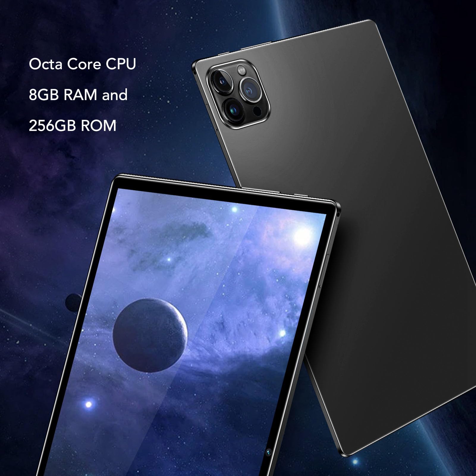 2 in 1 Tablet 10.1 Inch, Gaming Tablet with BT Keyboard, Dual Camera and Speakers, 8GB RAM 256GB ROM, 8 Core CPU, 5G WiFi, 4G LTE Tablet for Android 12 (US Plug 90-130V)