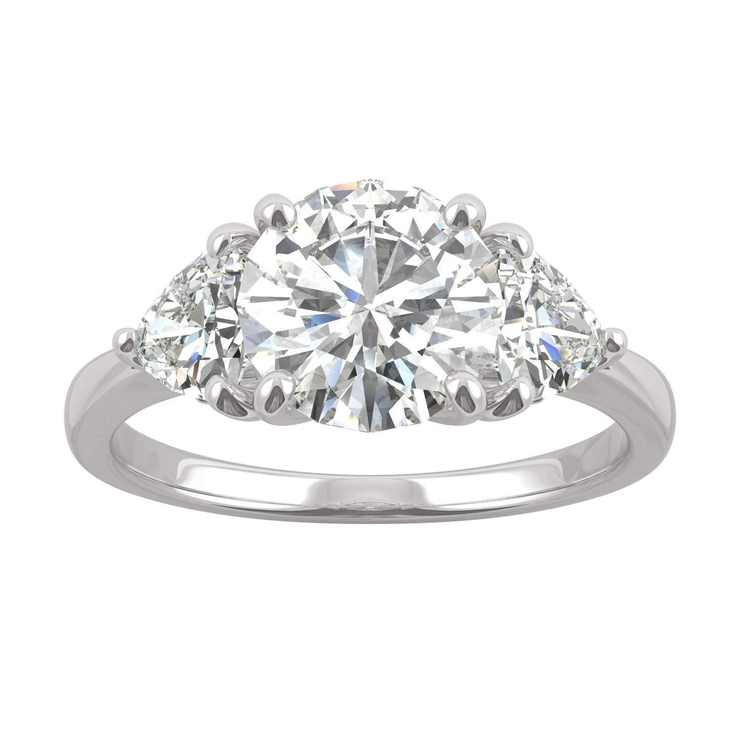 14K White Gold Moissanite by Charles & Colvard 8mm Round Engagement Ring-size 7 2.70cttw DEW