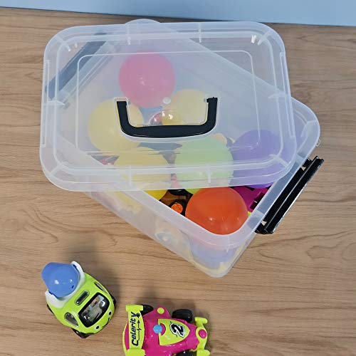 Begale 5 Quart Plastic Small Storage Container, Clear Latch Box with Latches, 4-Pack