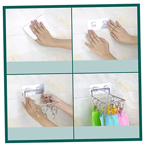 4 pcs Multi Purpose Hanger Wall Mount Clothing Rack Wall Mounted Drying Rack Wind- Proof Hook Clothes Laundry Hanger Drying Rack Stainless Steel Sock Rack Sock Drying Rack Clip