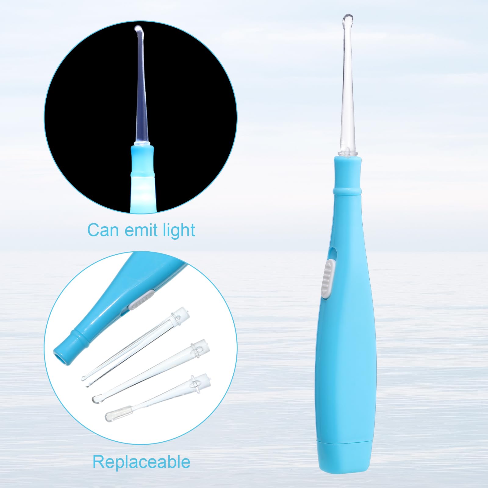 Patelai Tonsil Stone Remover Kit, 1 Manual Pump Type Low Pressure Irrigator Oral, 1 Tonsil Stone Remover with LED Light, 1 Stainless Steel Tonsil Stone Removal Tools to Get Rid of Bad Breath(Blue)