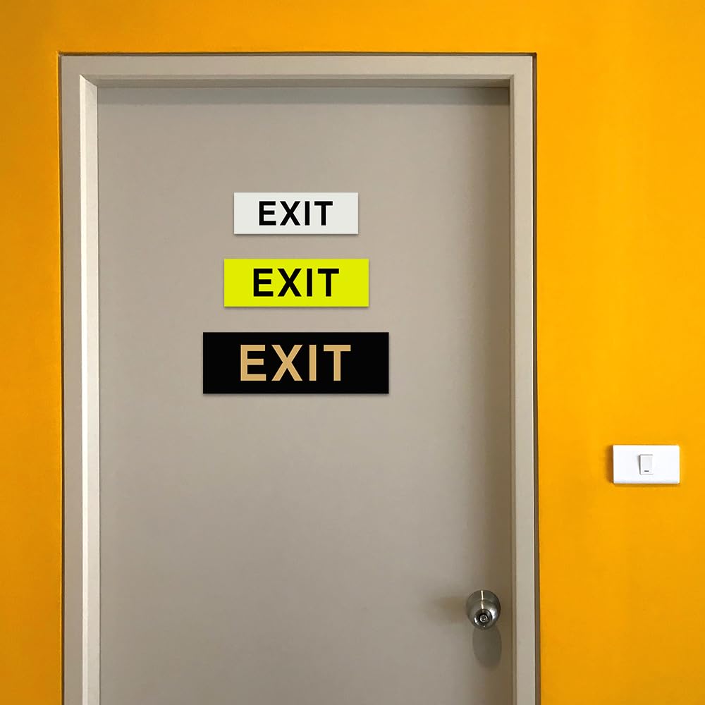 All Quality Basic Exit Wall or Door Sign - Simple & Clear To Ensure Safety | Easy to Install - Black/Silver - Large (1 Pack)
