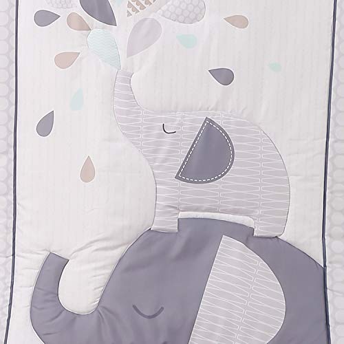 Brandream Playful Elephant Baby Boys and Girl Nursery Crib Bedding Sets 6 Pieces, Grey&Mint