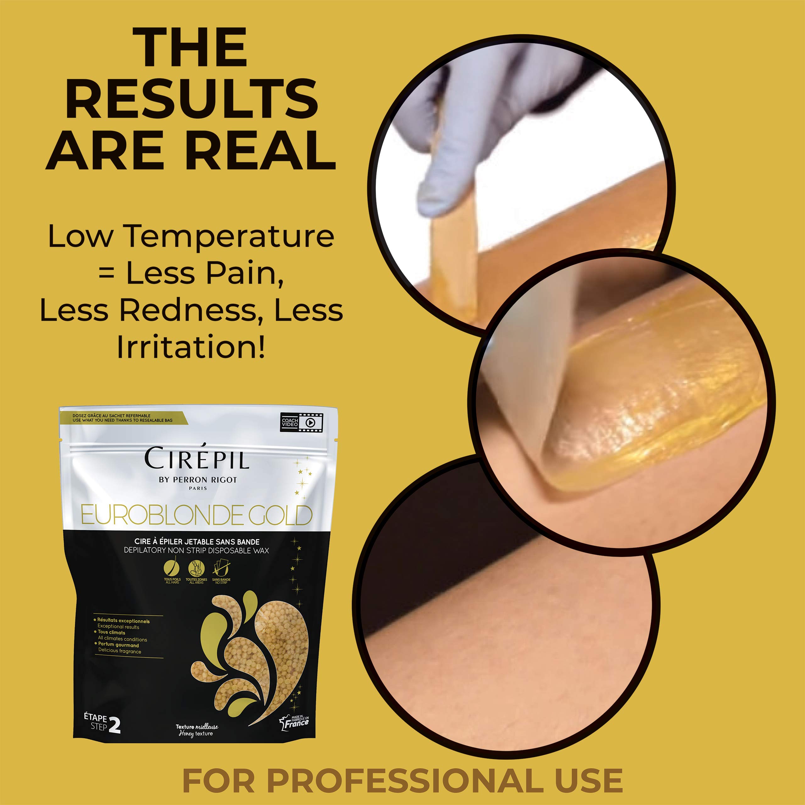 Cirepil - Euroblonde Gold - 800g / 28.22 oz Wax Beads Bag - Light Monoi Scent - Ultra Fluid Gel Texture - All-Purpose & Easy Removal