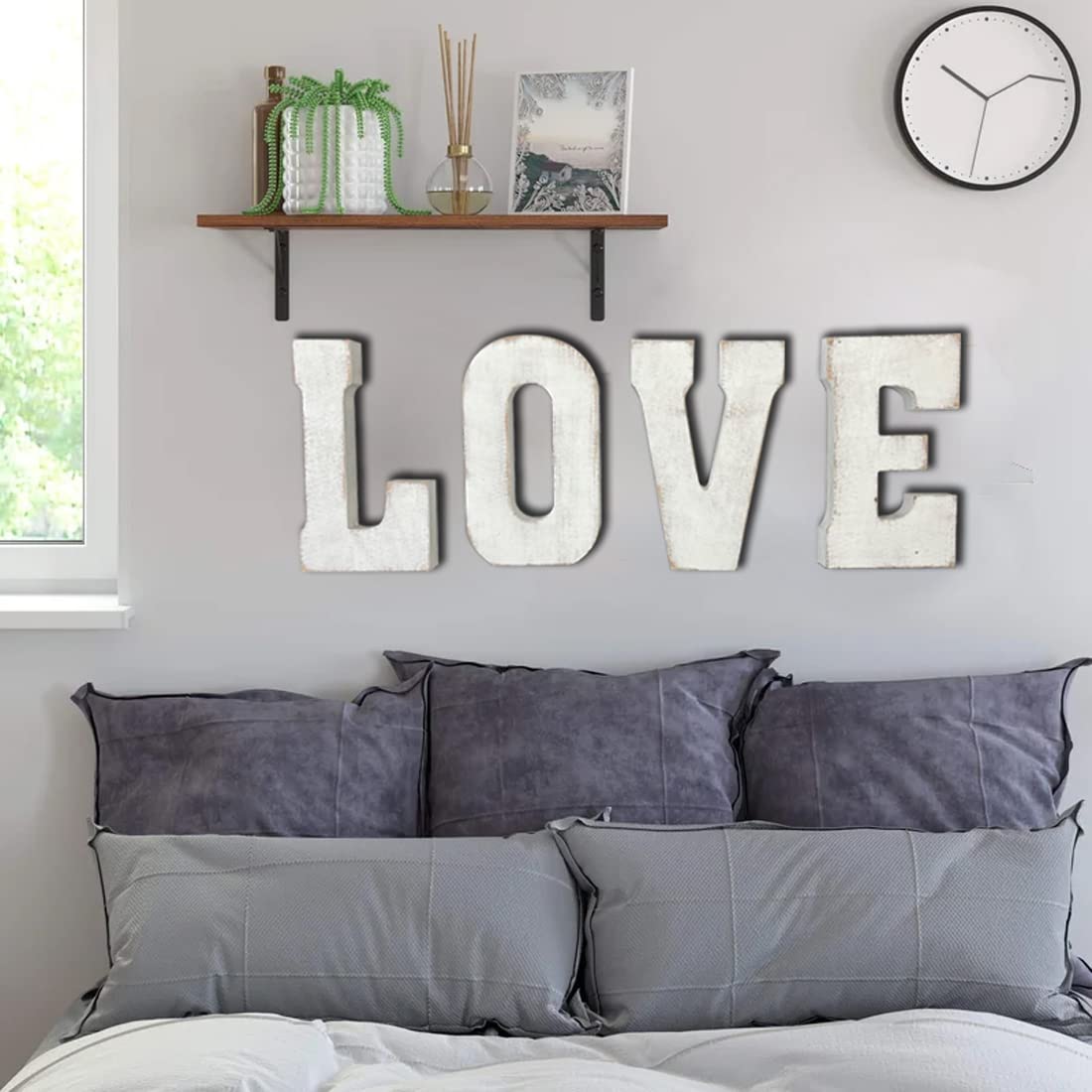 ABELOTS Large Wood Letter Distressed White Wash Alphabet Wall Décor Monogram Letter Alphabet Letters Free Standing Letters Wall Letters (C)