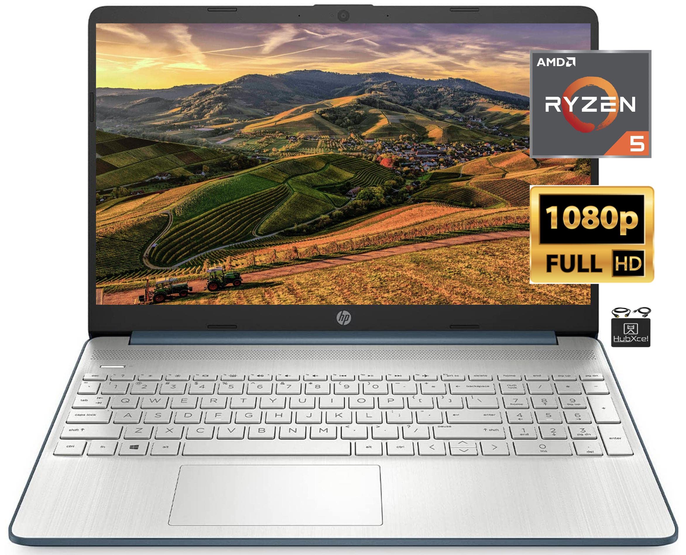 2022 Flagship HP 15.6'' FHD IPS Micro-Edge Laptop, AMD 6-Core Ryzen 5 5500U (Upto 4.0GHz, Beat i7-10710U), 8GB RAM, 256GB PCIe SSD,Radeon Graphics,Wi-Fi, Webcam, Fast Charge, Windows 11 w/Cables