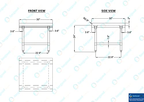 AmGood 30" x 30" Stainless Steel Equipment Stand | Height: 24" | Commercial Heavy Duty Grill Table