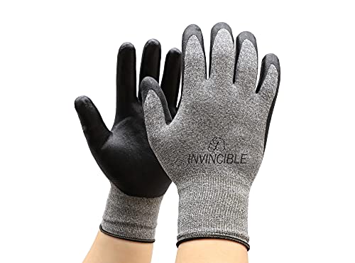 HANNASY Safety Work Gloves Poly NBR Foam Coated Protection, Easy Grip Slip Resistant Mechanic Garden Warehouse All Purpose (3, Medium)