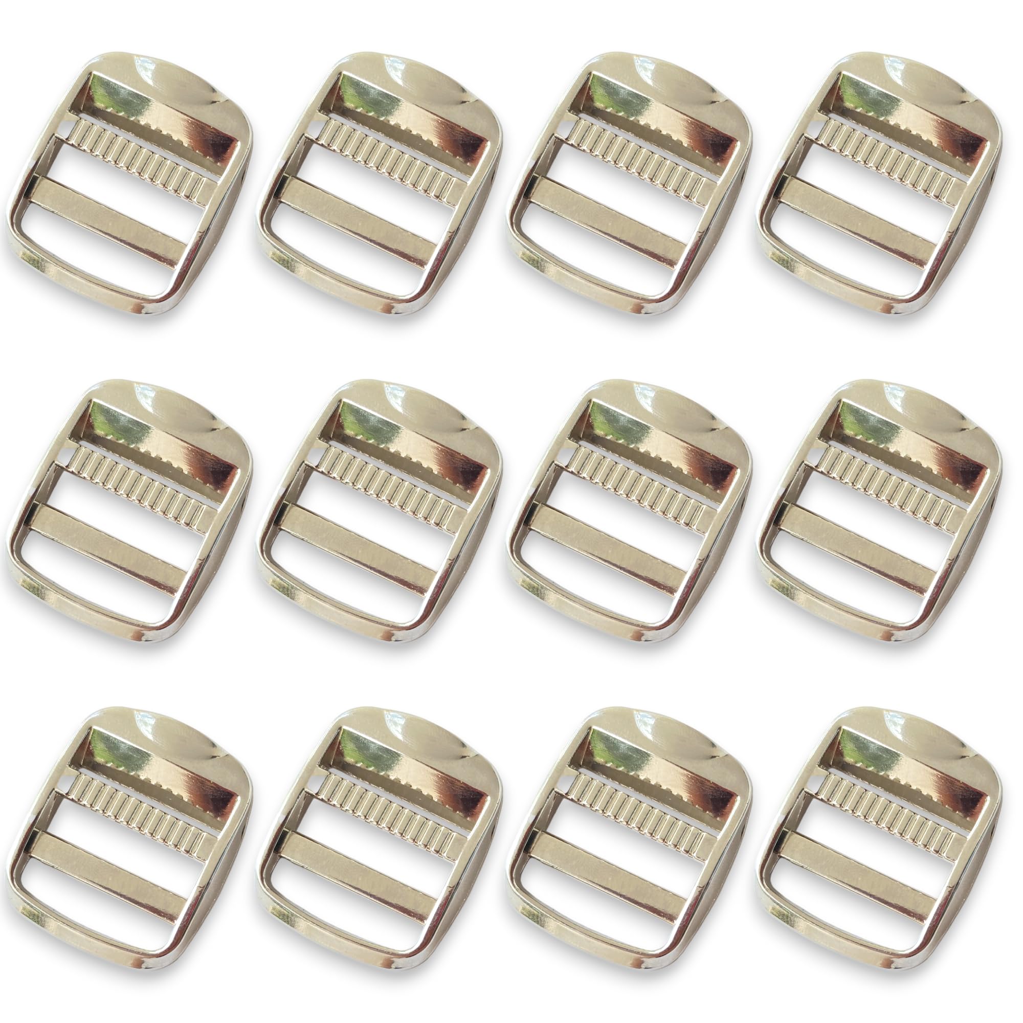 12 pcs 1 inch, zinc alloy buckle, adjustable sliding metal ladder locking buckle for straps, webbing, backpacks, etc.