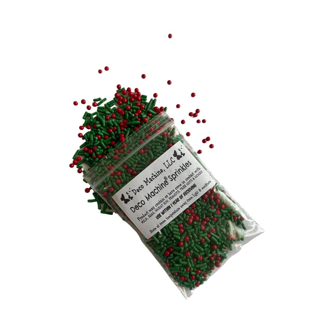 2 Ounce Christmas Holly Berry Tree Sprinkles Holiday Christmas Red Green Sprinkle Mix Third Cup