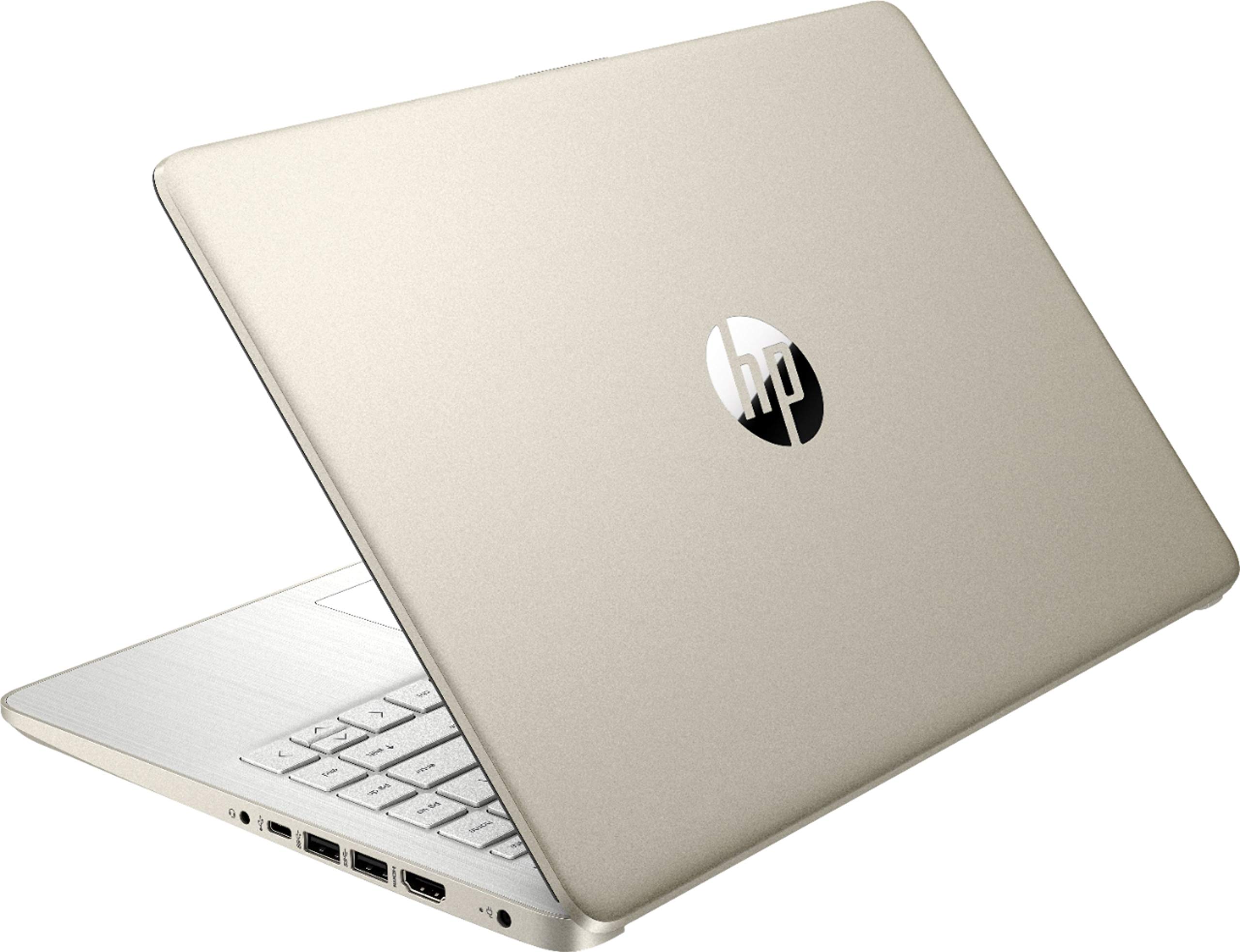2022 HP Stream 14inch Laptop, Intel Celeron N4020 Dual-Core Processor, 4GB DDR4 Memory, 128GB Storage(64GB eMMC+64GB Card),WiFi,Webcam,Bluetooth,Win 10 S, Pale Gold | TGCD Bundle (Renewed)