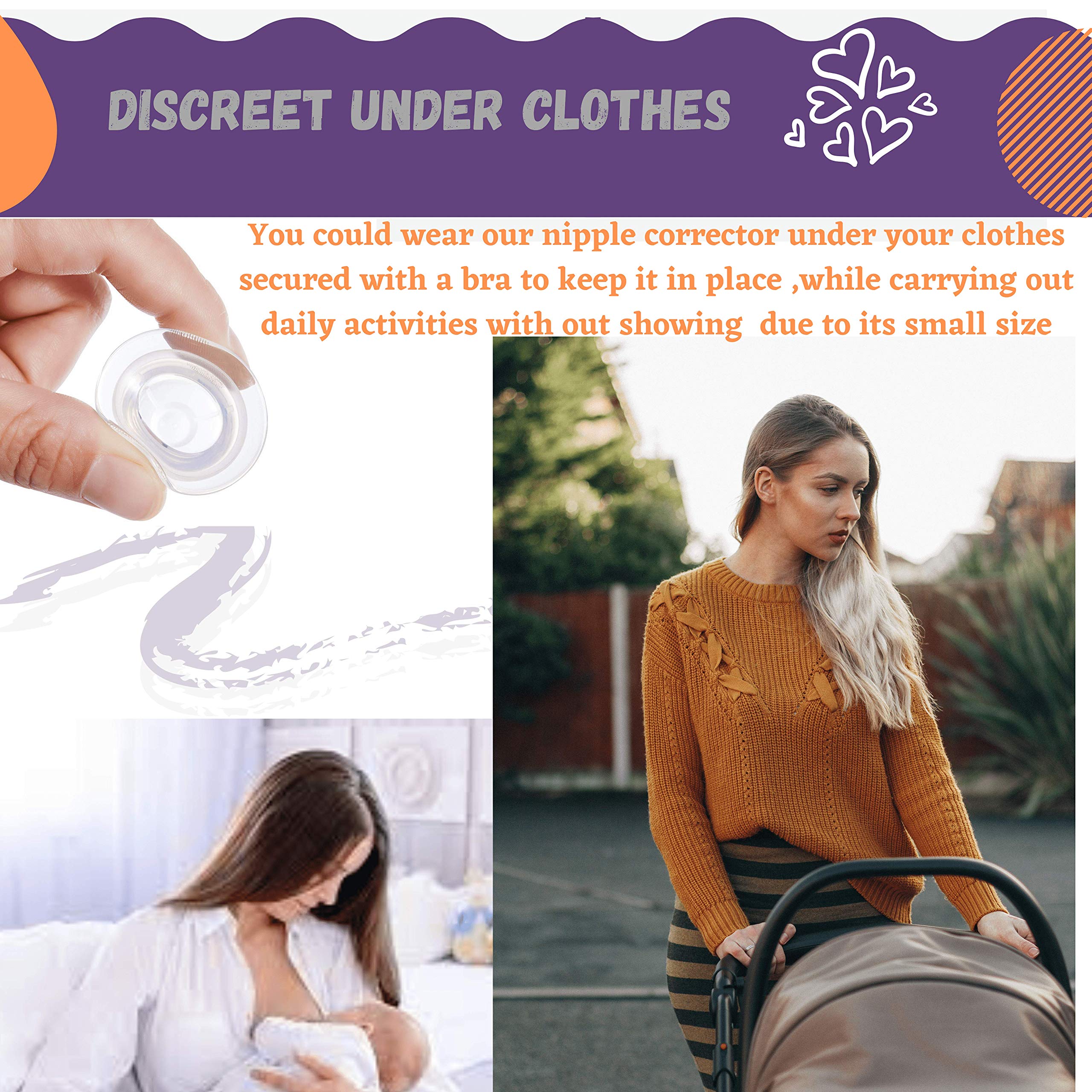 Breastfeeding Nipple Shield Enhancer Pair - Nip Puller Enhancer for Flat Shy and inverated Nipple Corrector Latch Assist I Inverted Flat Shy Nipples I Nursing Mother - Corrector Guard Protector