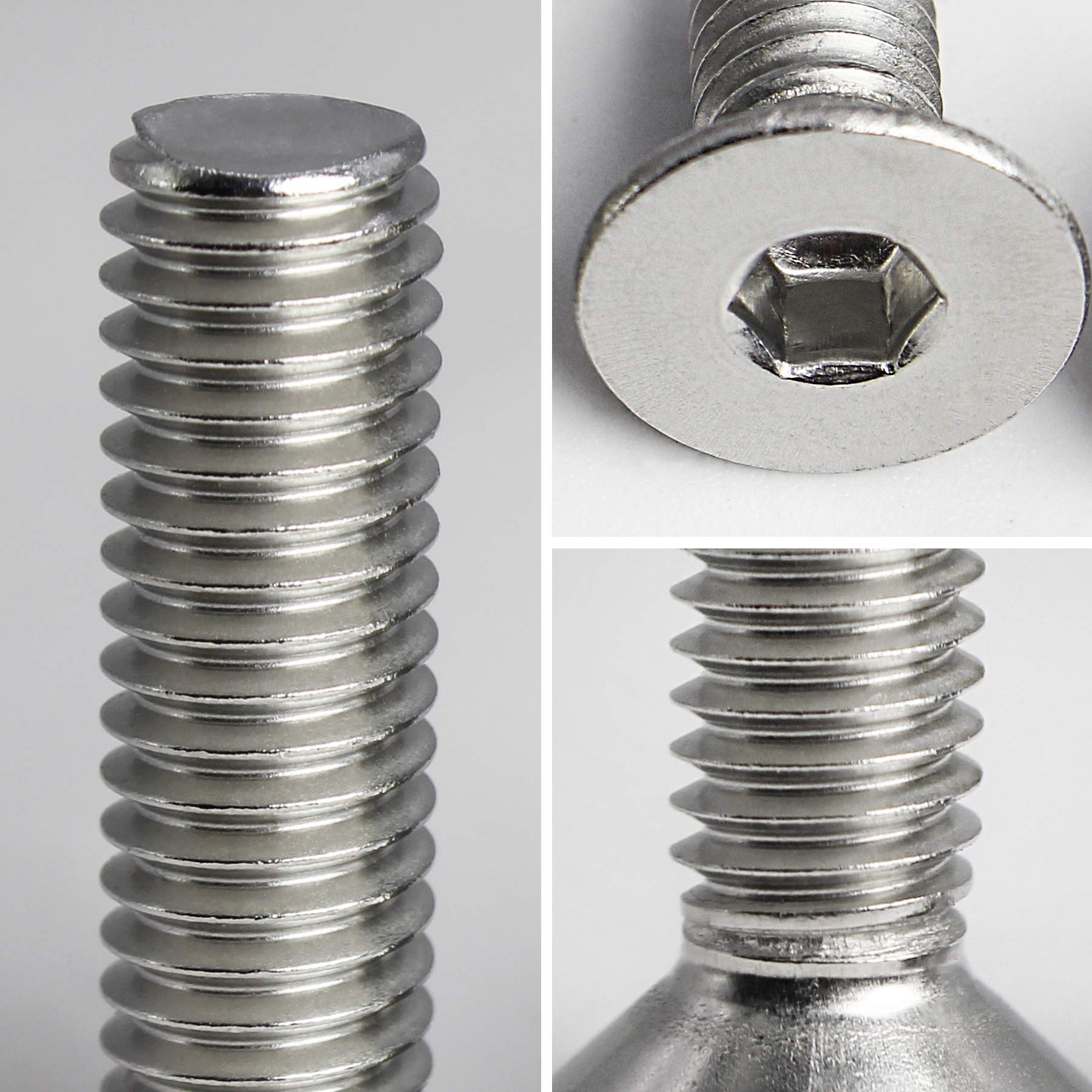 M5 x 8mm 12mm 16mm 20mm 25mm Flat Head Hex Socket Cap Screws Countersunk Bolts, 304 Stainless Steel, Fully Threaded, Bright Finish, Metric Allen Hex Drive, Assortment Kit 50PCS