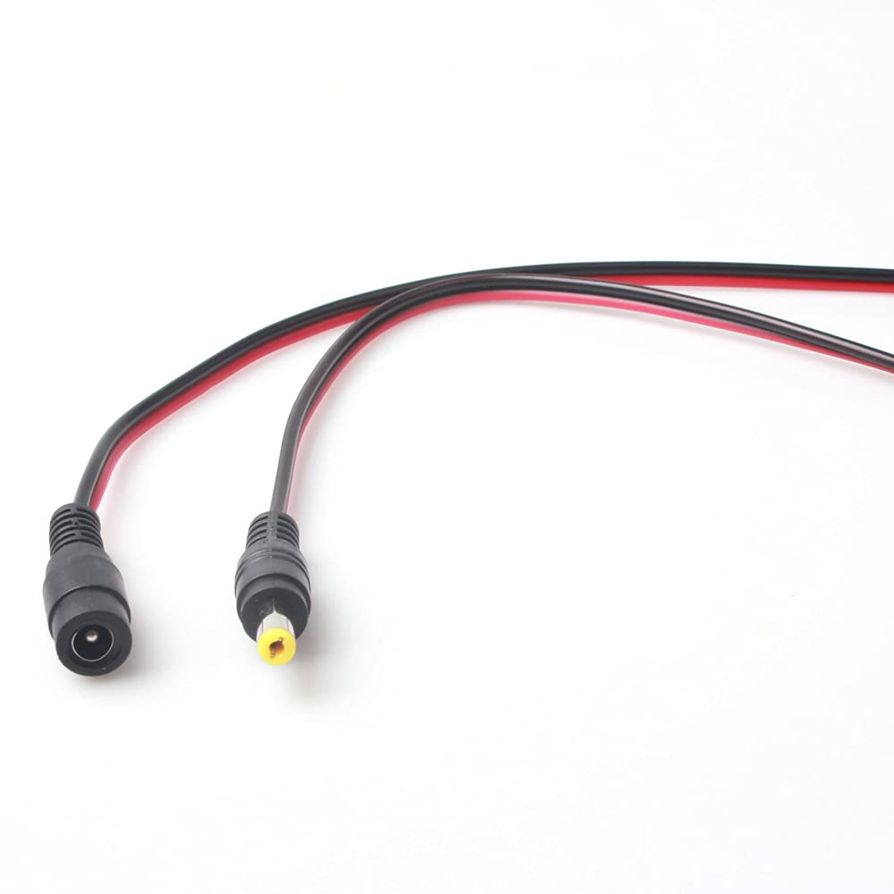 DC Power Pigtail Cable 26 Pairs DC Power Pigtail Wire Plug 1A 2A Pure Copper 2.1mm x 5.5mm 12V Male & Female Connectors for Security CCTV Surveillance System Camera and Lighting Power Adapter (26)