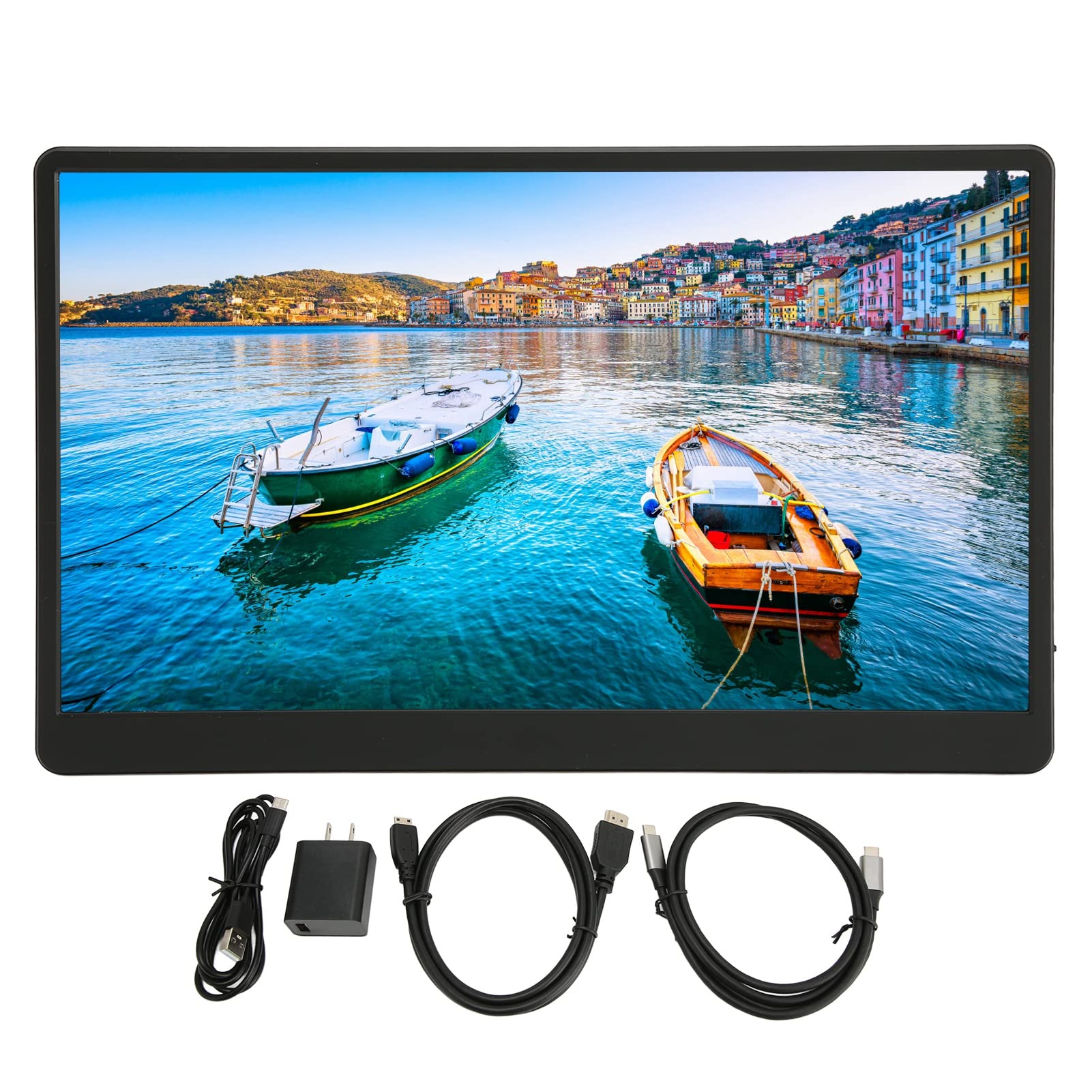 15.6 Inch Portable Monitor FHD 1080P IPS 6800K Blue Light Filter Laptop Screen Extender (US Plug)