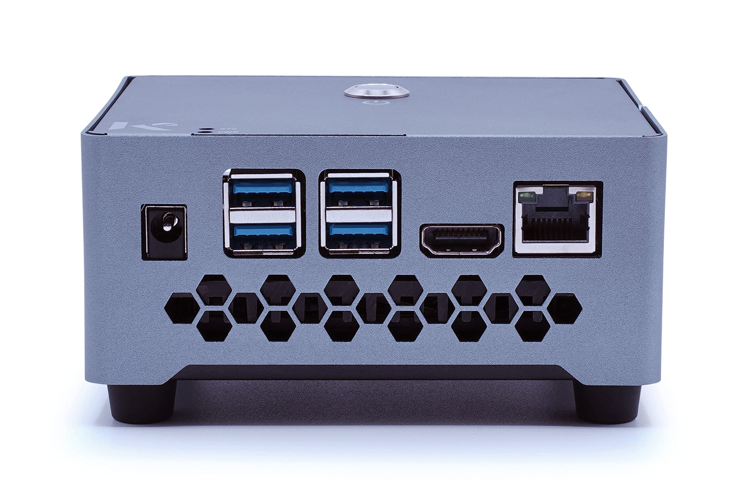 KKSB Odroid N2+ Case | Grey Aluminum Odroid N2+ Enclosure with 80mm Fan | 12mm Momentary Pushbutton Included