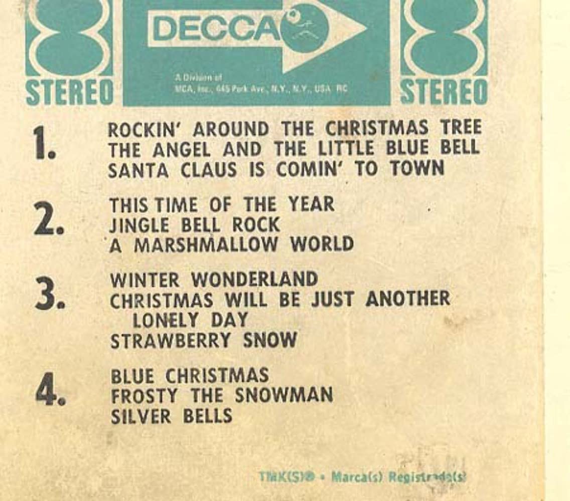 BRENDA LEE: Merry Christmas -6928 8 Track Tape