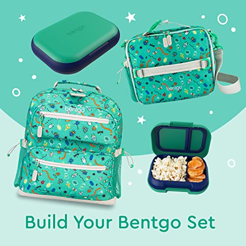 Bentgo® Kids Chill Lunch Box - Bento-Style Lunch Solution with 4 Compartments and Removable Ice Pack for Meals and Snacks On-the-Go - Leak-Proof, Dishwasher Safe, Patented Design (Green/Navy)