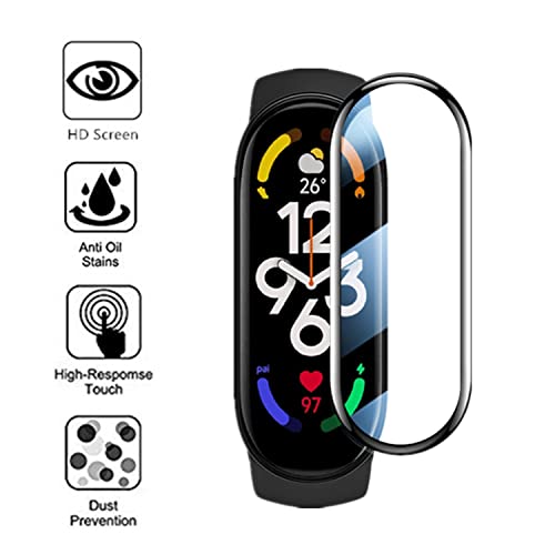 Aemus Compatible for Xiaomi Mi Band 7 Screen Protector (3 Pack) 3D Curved Soft Edge Protective Film NFC Mi Band 8 Protective Film HD anti-scratch
