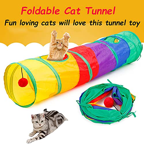 Bunny Hideout, Rabbit Tunnels and Tubes, 3 Pack of Grass Balls - Collapsible Hideaway Small Animal Activity Tunnel Toys for Chinchillas Ferrets Guinea Pigs Gerbils Hamsters Rats, Size - 47 x 10 in
