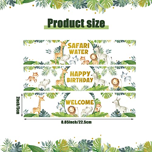 45 Safari Birthday Water Bottle Labels, Wild One Baby Decorations, Jungle Animal Themed Two Three Birthday Waterproof Drinking Bottle Cup Sticker Wraps(8.85 * 2'')