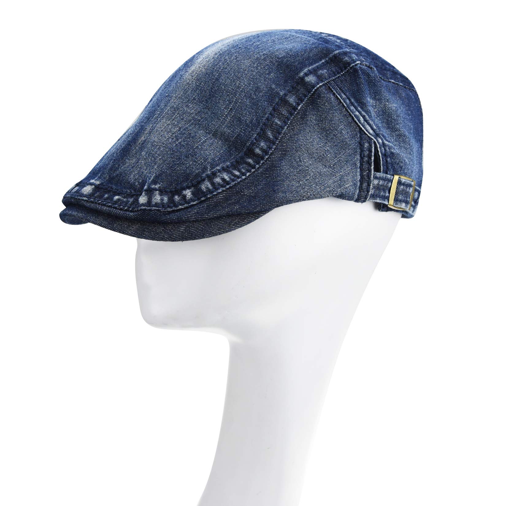 2 Pack Men's Flat Cap Adjustable Ivy Gatsby Newsboy Cabbie Hat for Men Women Blue (Deep Blue, Light Blue)