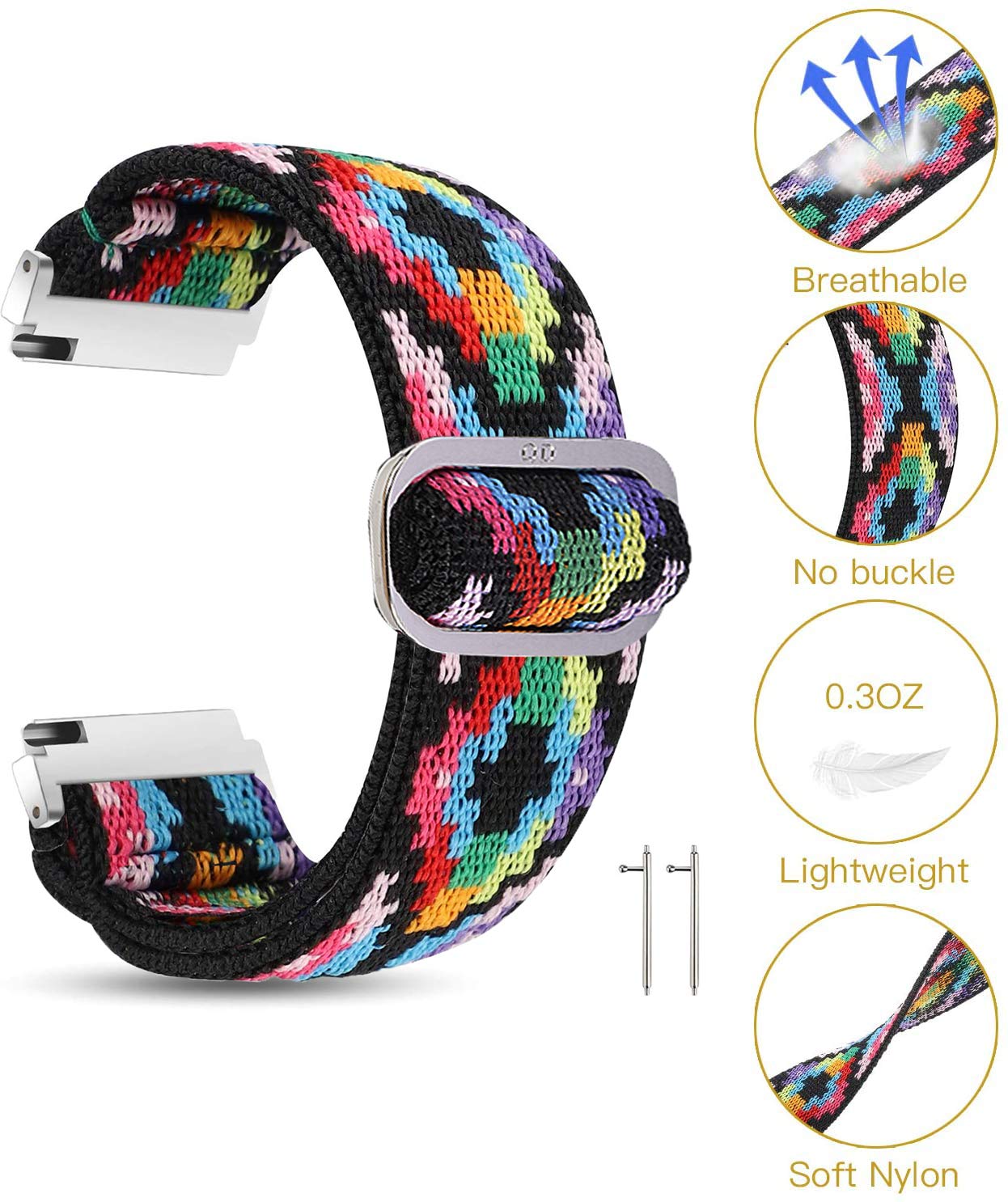 Lamshaw ID206 Band, Stretch Elastics Adjustable Strap Compatible for LETSCOM ID206 1.69" Smartwatch/YAMAY 1.69 Inch ID206 Smartwatch/Dirrelo ID206 smartwatch (Aztec Style Colorful)