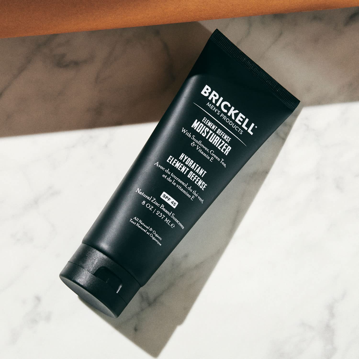 Brickell Men's Element Defense SPF45 Moisturizer for Men, Natural & Organic, Zinc Oxide Mineral Sunscreen, Hydrates and Protects Skin Against UVA/UVB Rays, 8 Ounce, Unscented