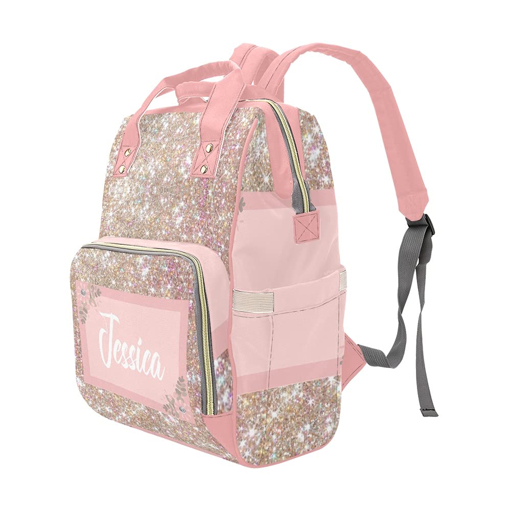 XOZOTY Print Pink Diaper Bags Backpack Personalized Baby Bag Nursing Nappy Bag Travel Tote Bag Gifts