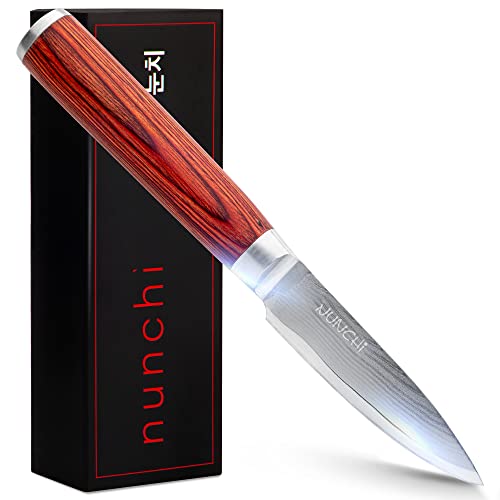 Damascus Paring Knife, 3.5 inch Japanese VG-10 Stainless Steel Super Sharp Small Kitchen Knives With Pakkawood Handle
