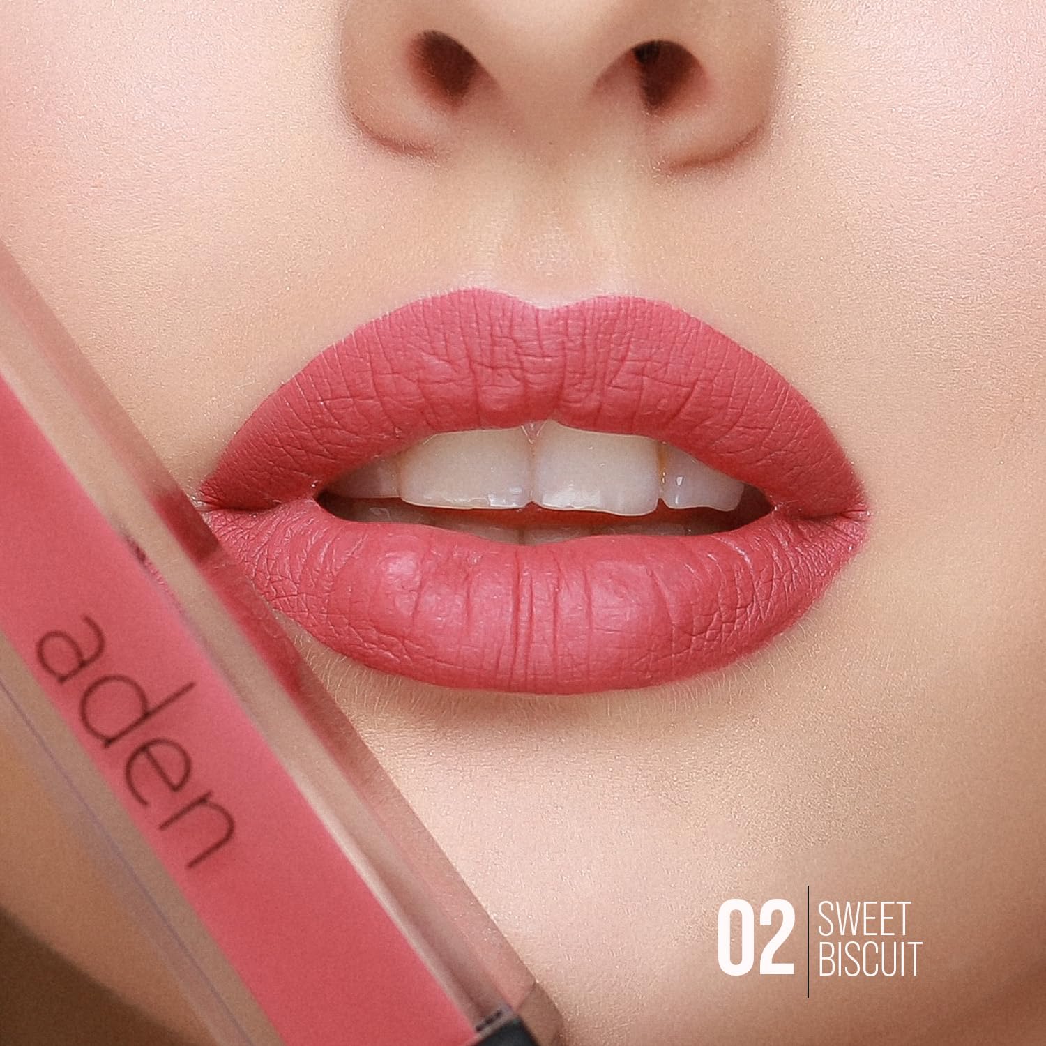 aden Tattoo Matte Lipstick - 7ML - Highly Pigmented - Provides Non-Shinny, Non Smudging and Velvety Finish β Water Proof Made in Italy (02 Sweet Biscuit)
