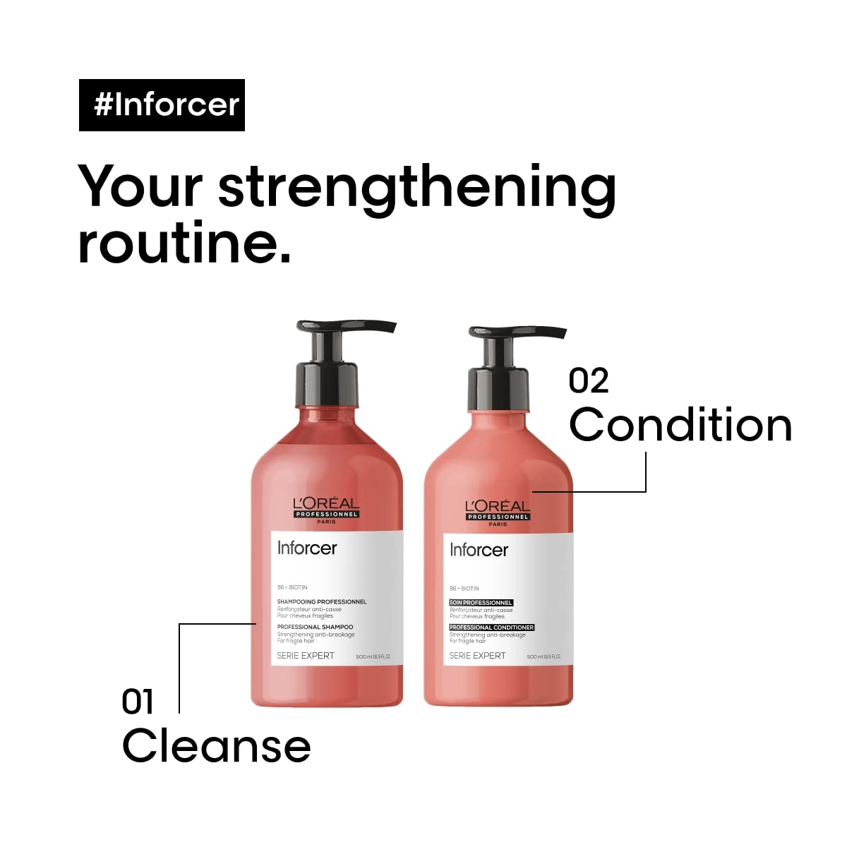 L'Oreal Professionnel InForcer Deep Conditioner - For Weak & Fragile Hair, Provides Strength and Prevents Breakage, With Biotin & Vitamin B6