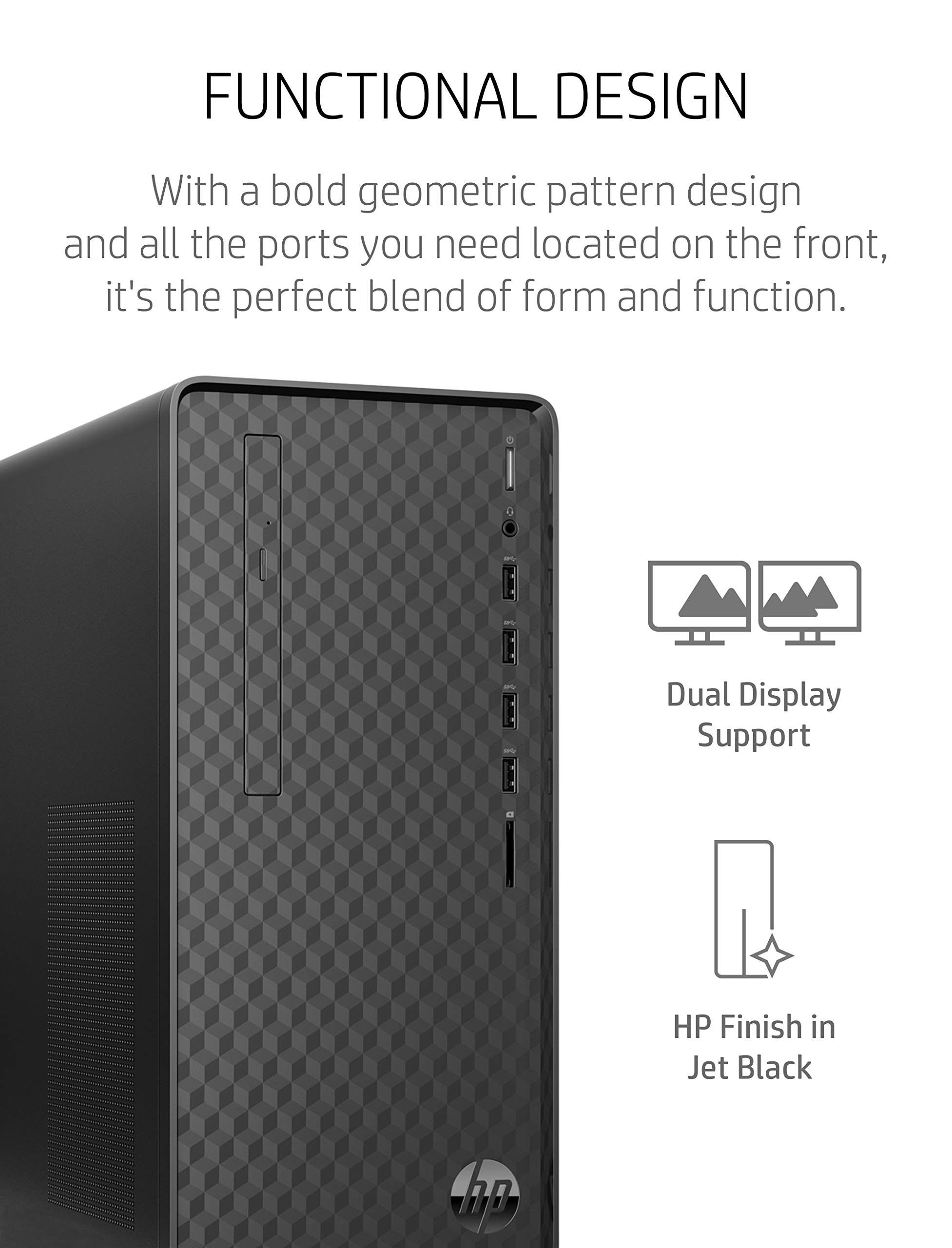 HP Desktop PC, Intel Pentium Gold G6400 Processor, 8 GB of RAM, 256 GB SSD Storage, Windows 10 Home, High-Speed Performance Computer, 8 USB Ports, Business, Study, Videos, & Gaming (M01-F1014, 2020)