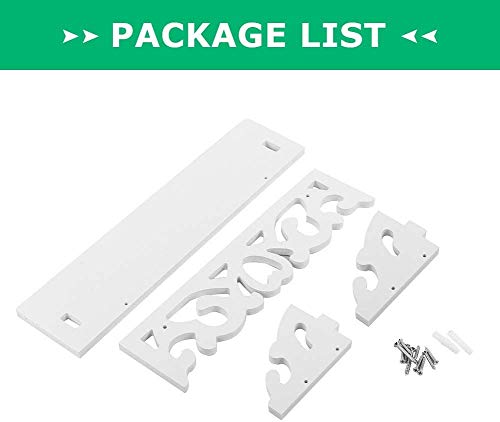 GOTOTOP Floating Shelf White Wall Mounted, Modern Wooden Wood Wall Shelf Carved Cutout Design Storage Rack Chic Filigree Style for Home, Living Room, Bedding Room, Study, Kids Room, Office