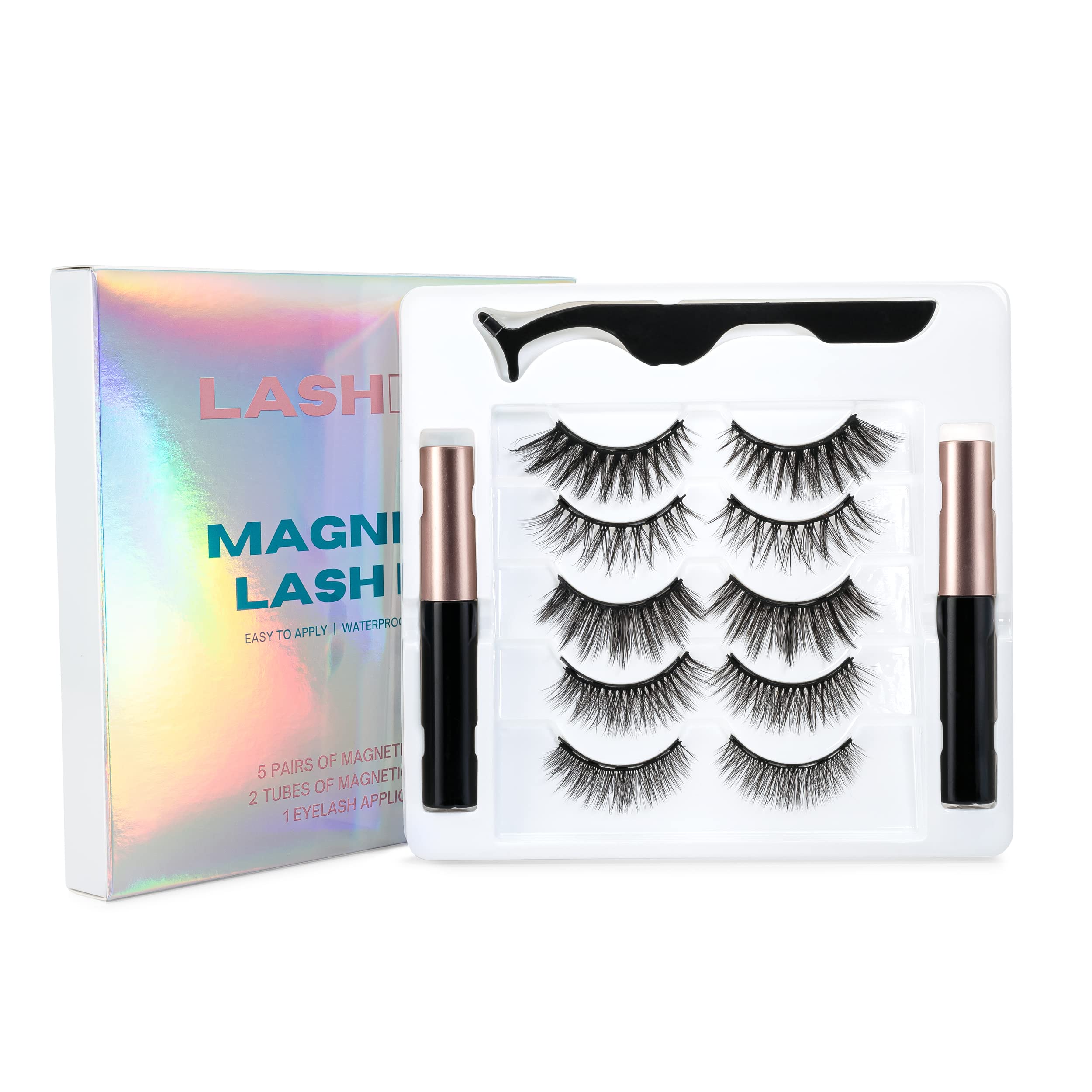 Lash BFF Magnetic False Lashes Variety Pack with Eyeliner, Wispy, Natural Look, and Dramatic Eyelashes, Reusable 3D Strip Eyelashes Bulk Kit, Waterproof Faux Lashes No Glue