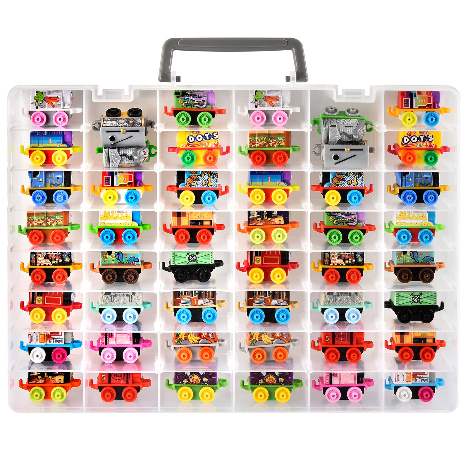 ALCYON Toy Storage Case Compatible with Thomas & Friends MINIS Engines/for Mini Brands Toys Series 1 2 3 4 /for Disney Doorables Collectible Mini Figures/for Mini Mart and More (Box Only)-White
