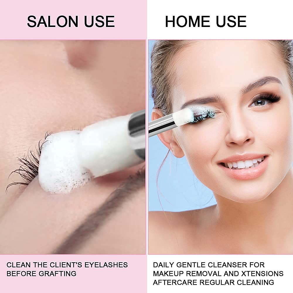 Lash Shampoo 50ml Eyelash Extension Cleanser with Brush and Mascara Wand Eyelid Foaming Cleanser Lash Foam Shampoo for Lash Extensions (50ml/1.7fl oz)