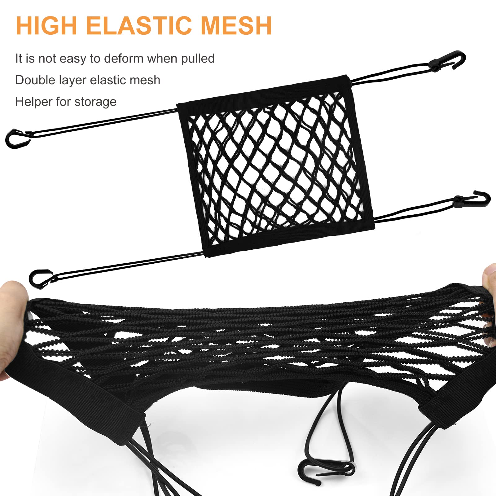 2 Pack Motorcycle Cargo Net, Motorcycle Bungee Cargo Net 10.3"X15.4" Helmet Net Small Luggage Rack High-Elastic Double Layer Bungee Net Thicken Net with Adjustable Metal Hooks for Motorcycle Bike ATV