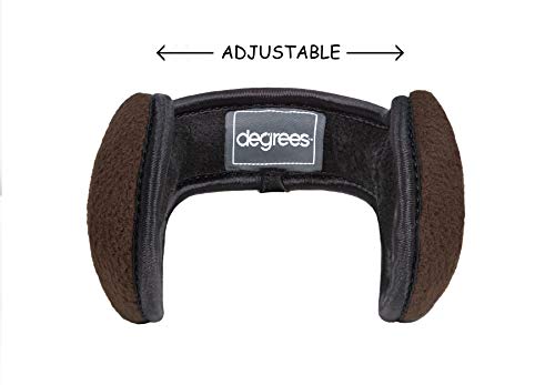 180s Degrees Winter Ear Warmers | Behind-the-Head Adjustable & Foldable Earmuffs (Brown Fleece)